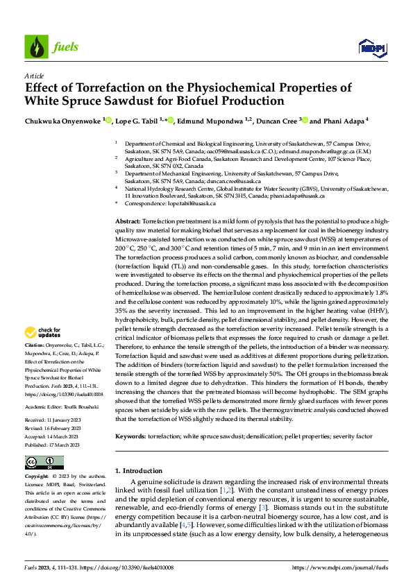 (PDF) Effect of Torrefaction on the Physiochemical Properties of White ...