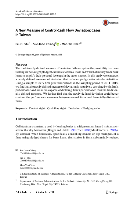 A New Measure of Control-Cash Flow Deviation: Cases in Taiwan