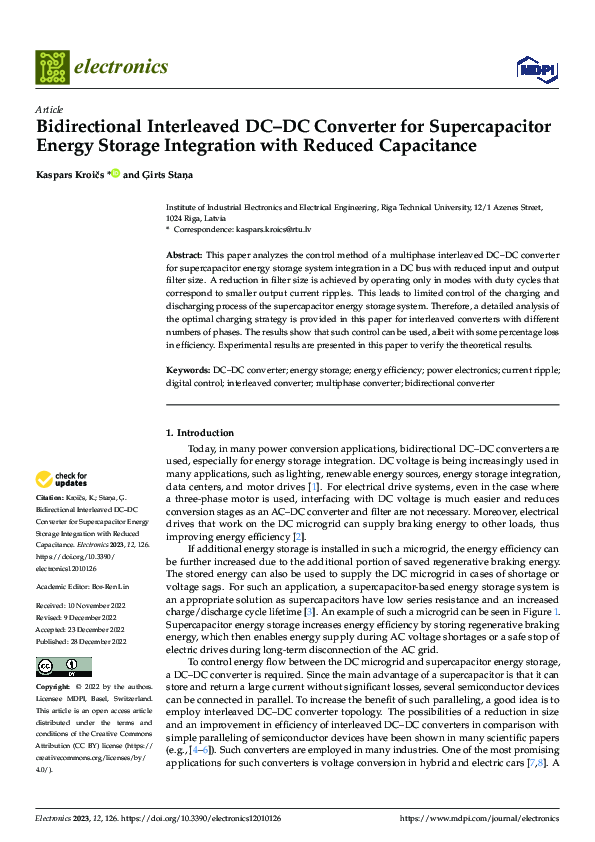 (PDF) Bidirectional Interleaved DC–DC Converter for Supercapacitor Energy Storage Integration ...