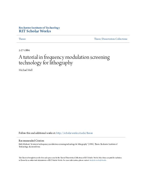 (PDF) A tutorial in frequency modulation screening technology for ...