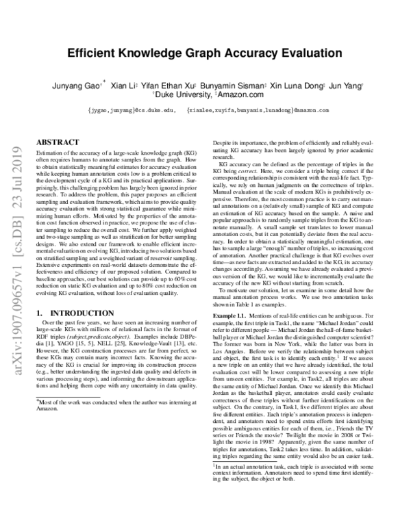 (PDF) Efficient knowledge graph accuracy evaluation