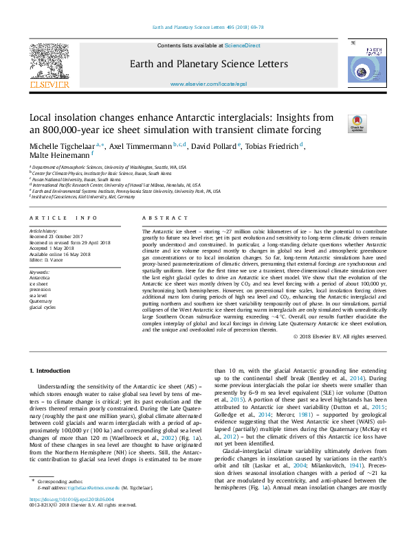 (PDF) Local insolation changes enhance Antarctic interglacials ...
