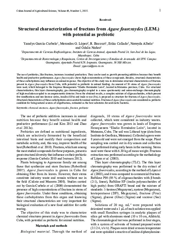 (PDF) Structural characterization of fructans from Agave fourcroydes ...