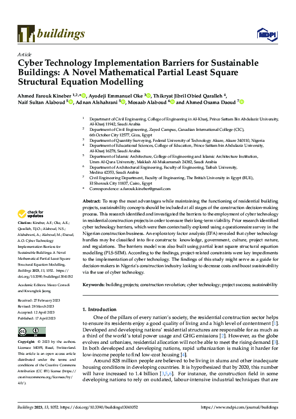 (PDF) Cyber Technology Implementation Barriers for Sustainable Buildings: A Novel Mathematical ...