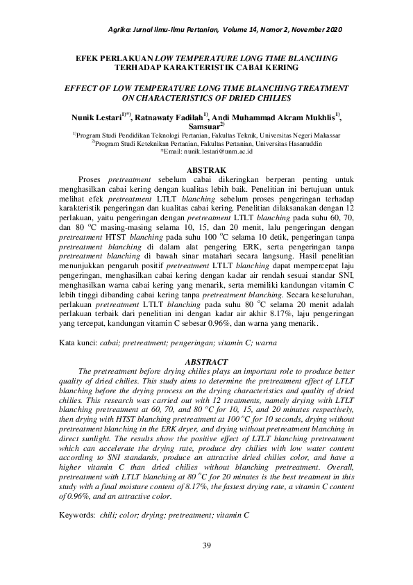 (PDF) Efek Perlakuan Low Temperature Long Time Blanching Terhadap ...