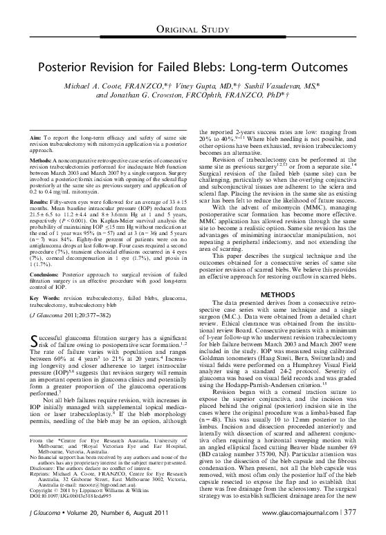 (PDF) Posterior Revision for Failed Blebs