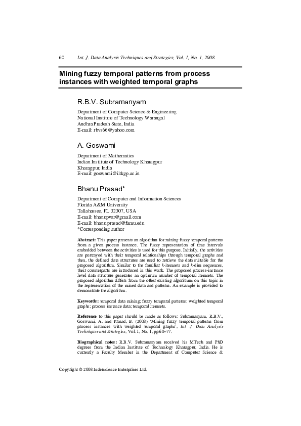 Pdf Mining Fuzzy Temporal Patterns From Process Instances With Weighted Temporal Graphs
