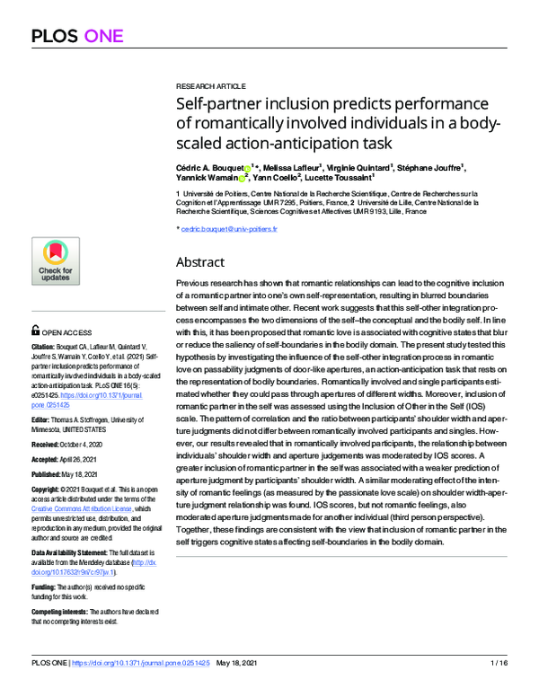 (PDF) Self-partner inclusion predicts performance of romantically ...