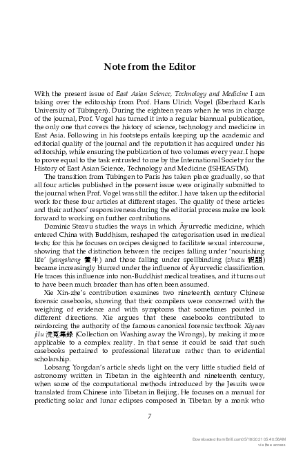 (PDF) Note from the Editor | Catherine Jami - Academia.edu