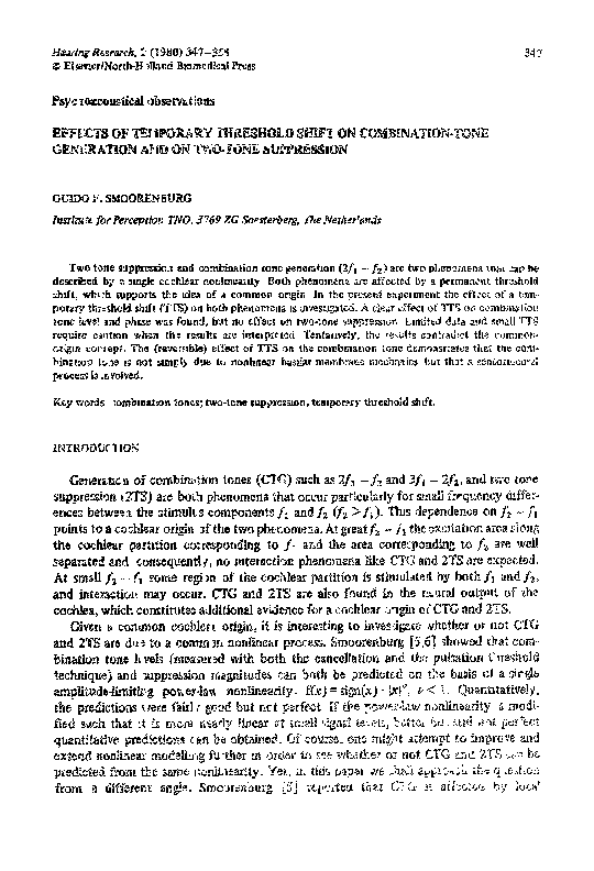 (PDF) Effects of temporary threshold shift on combination-tone ...