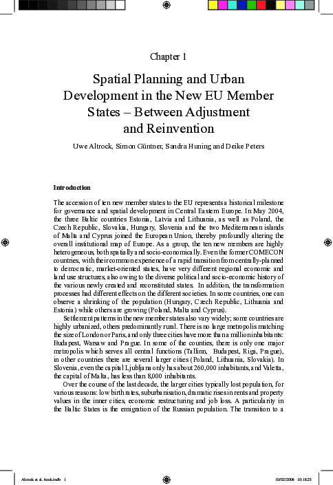 (PDF) Spatial Planning and Urban Development in the New EU Member States