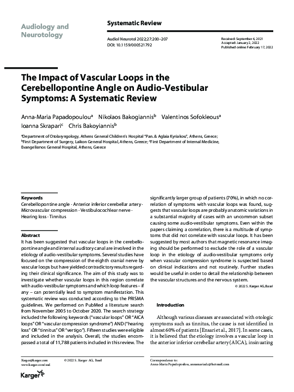 (PDF) The Impact of Vascular Loops in the Cerebellopontine Angle on ...