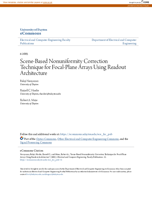 Pdf Scene Based Nonuniformity Correction Technique That Exploits Knowledge Of The Focal Plane