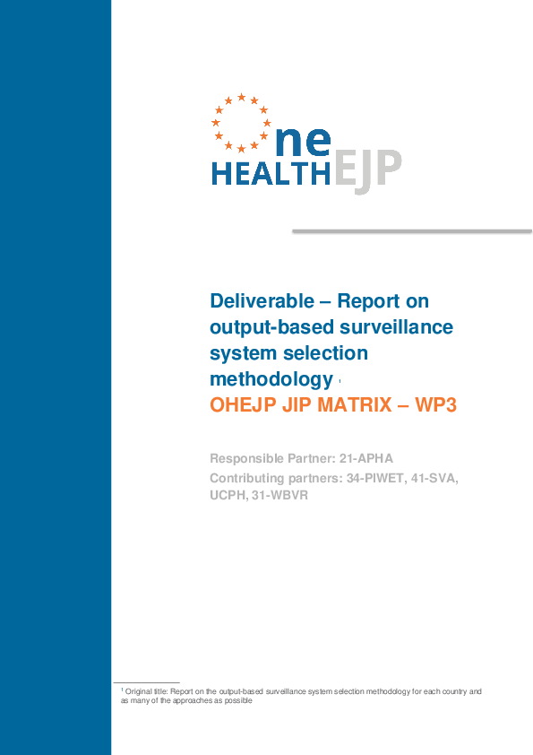 Pdf D Wp31matrix Report On Output Based Surveillance System Selection Methodology
