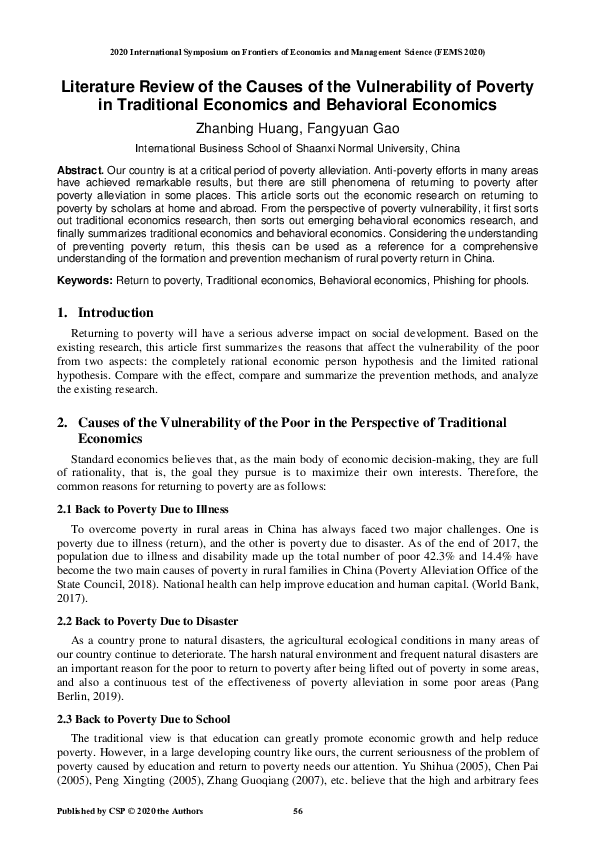 (PDF) Literature Review of the Causes of the Vulnerability of Poverty ...