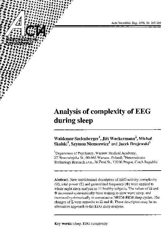 (PDF) EEG Complexity Analysis in Sleep Stages