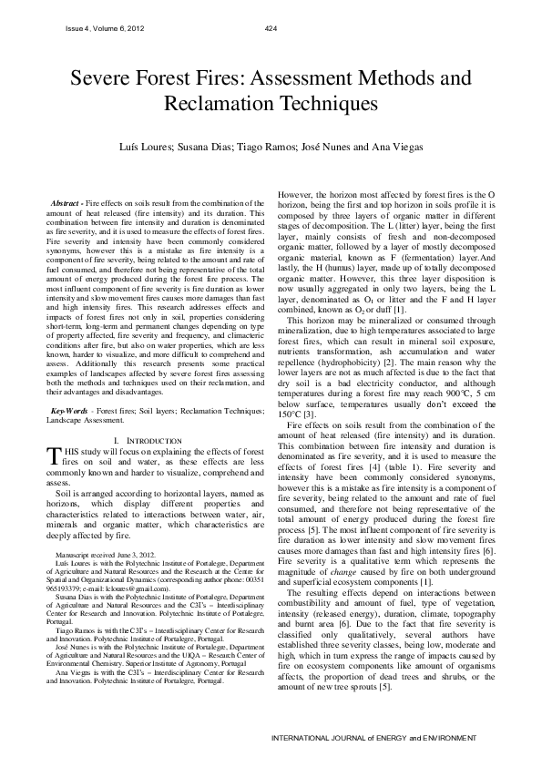 (PDF) Severe Forest Fires: Assessment Methods and Reclamation ...