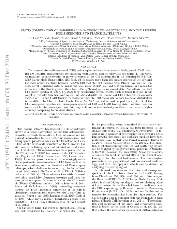 (PDF) Cross-correlation of Far-infrared Background Anisotropies and CMB Lensing from Herschel ...