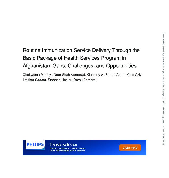 (PDF) Routine Immunization Service Delivery Through the Basic Package ...