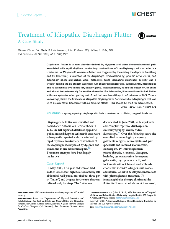 (PDF) Treatment of Idiopathic Diaphragm Flutter