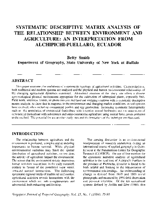 (PDF) Systematic Descriptive Matrix Analysis of the Relationship Between Environment and ...