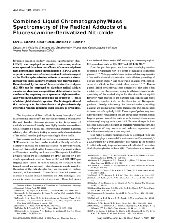 (PDF) Combined Liquid Chromatography/Mass Spectrometry of the Radical ...