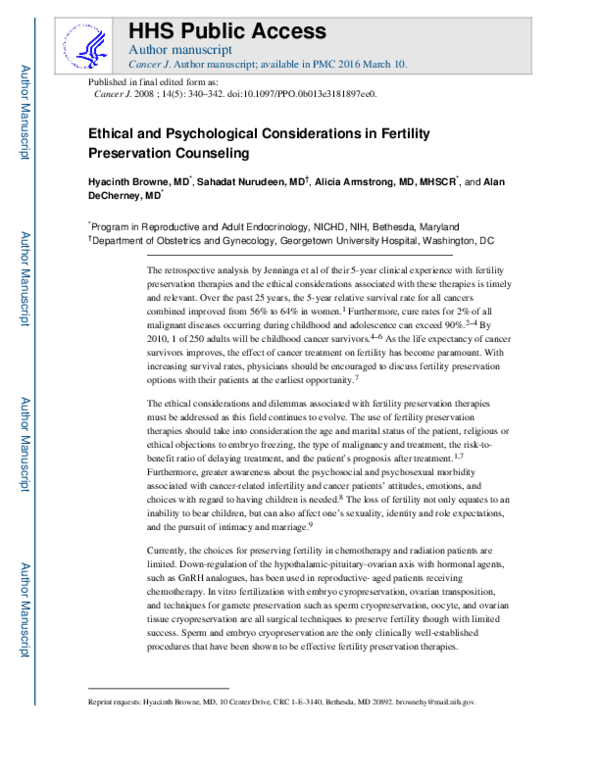 (PDF) Ethical and Psychological Considerations in Fertility ...