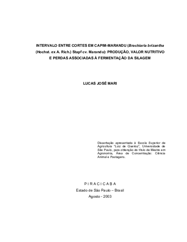 (PDF) Intervalo entre cortes em capim-marandu (Brachiaria brizantha ...