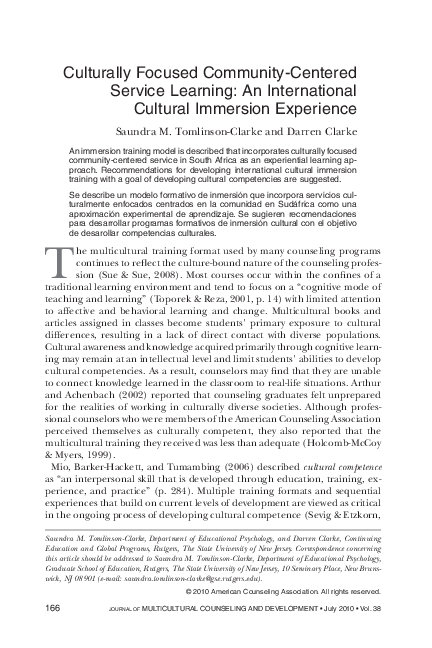 (PDF) Culturally Focused Community-Centered Service Learning: An ...