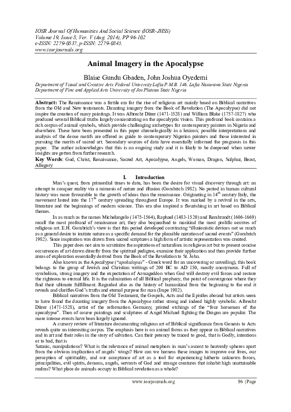 (PDF) Animal Imagery in the Apocalypse