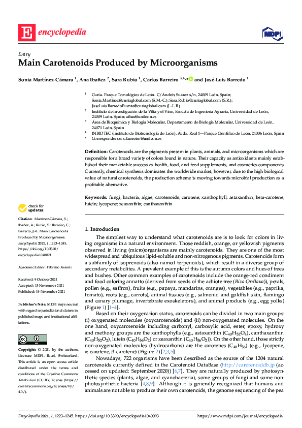 (PDF) Main Carotenoids Produced by Microorganisms