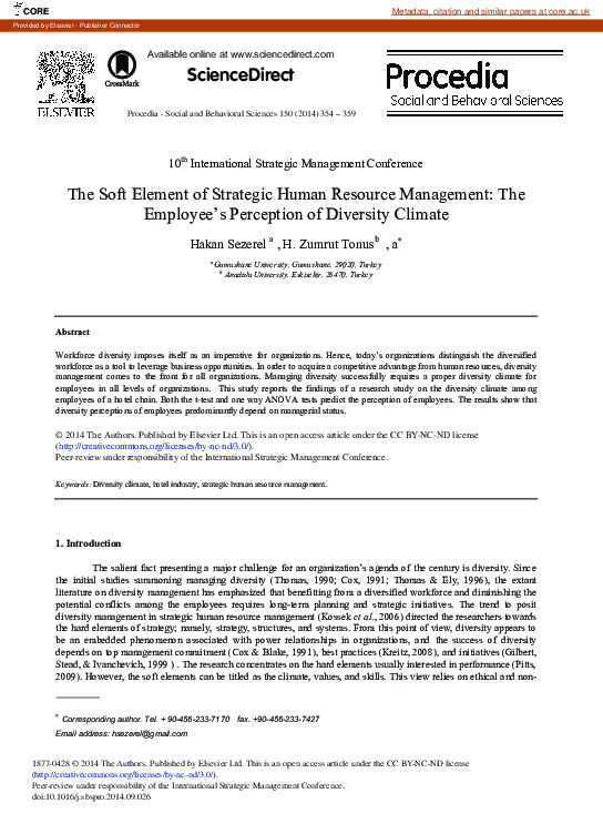 (PDF) The Soft Element of Strategic Human Resource Management: The ...