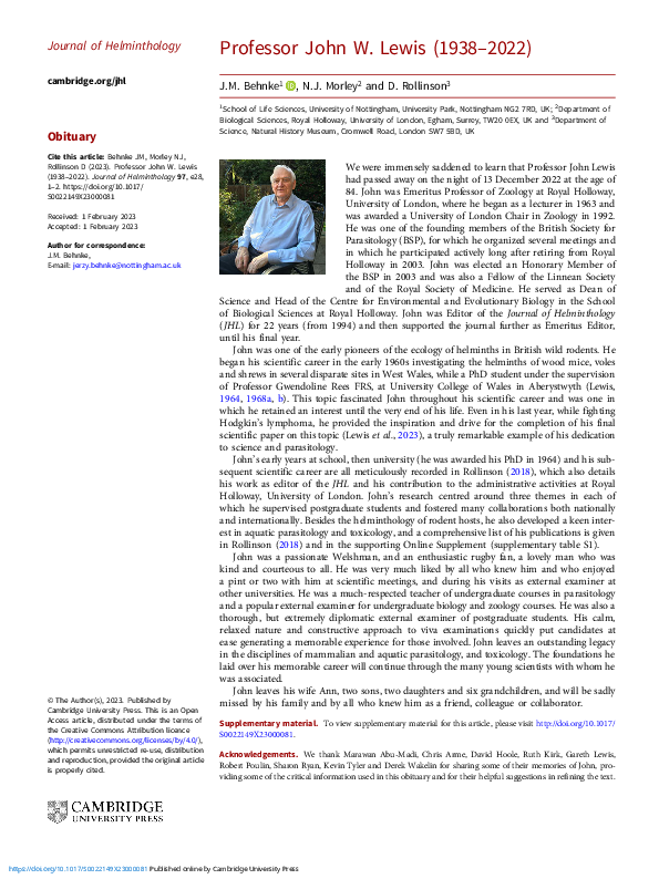 (PDF) Professor John W. Lewis (1938–2022)