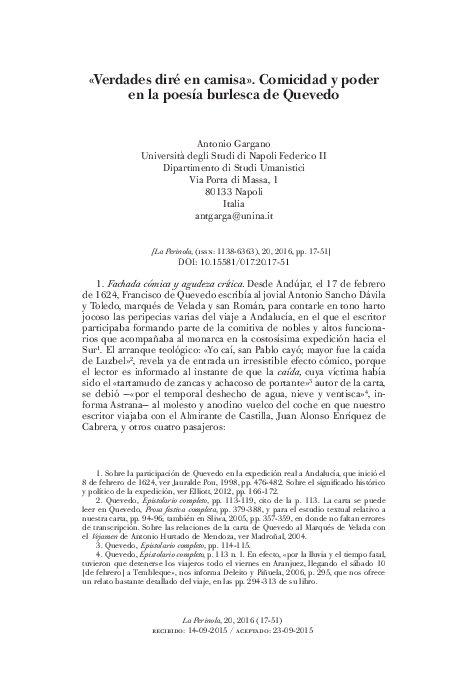 (PDF) “Verdades diré en camisa”. Comicality and power in the burlesque ...