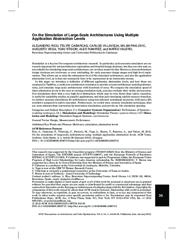 (PDF) On the simulation of large-scale architectures using multiple application abstraction levels