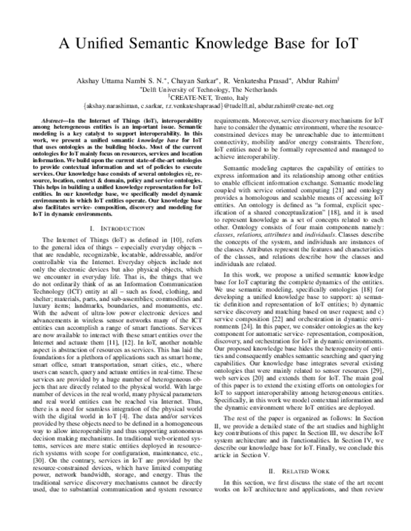 (PDF) A unified semantic knowledge base for IoT