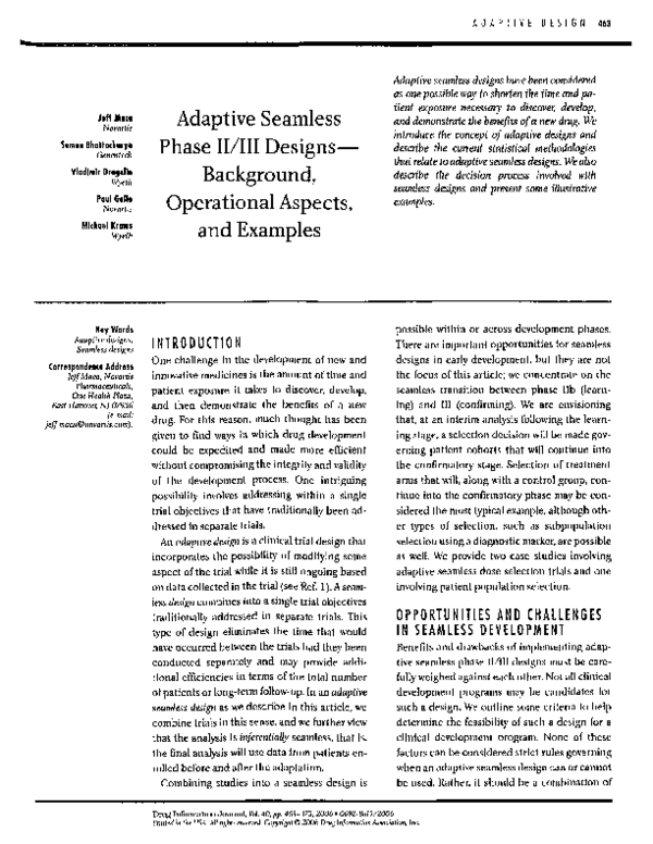 (PDF) Adaptive Seamless Phase II/III Designs—Background, Operational ...
