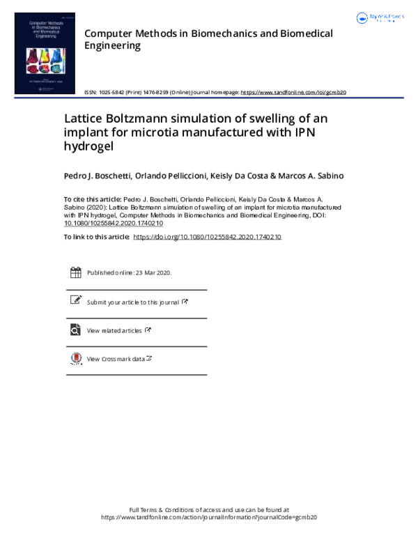 (PDF) Lattice Boltzmann simulation of swelling of an implant for microtia manufactured with IPN ...