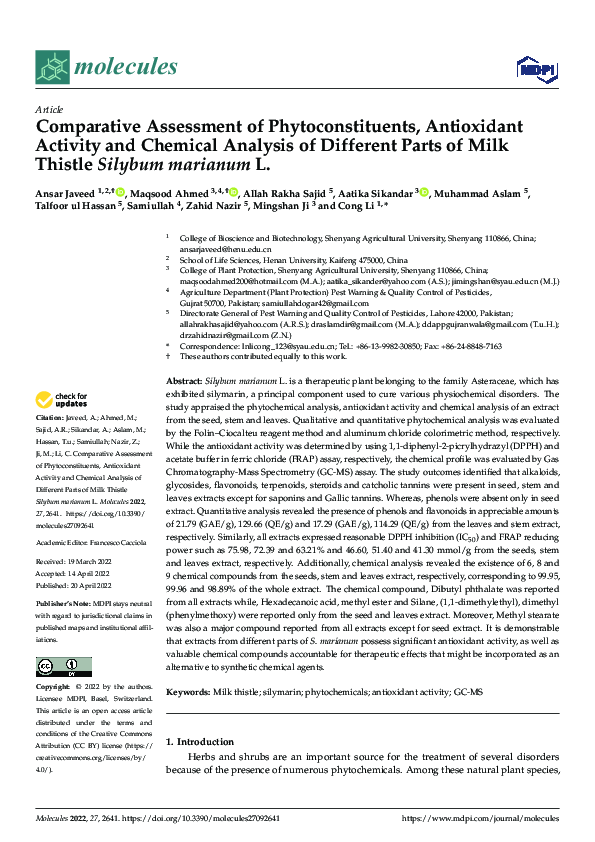 (PDF) Comparative Assessment of Phytoconstituents, Antioxidant Activity and Chemical Analysis of ...