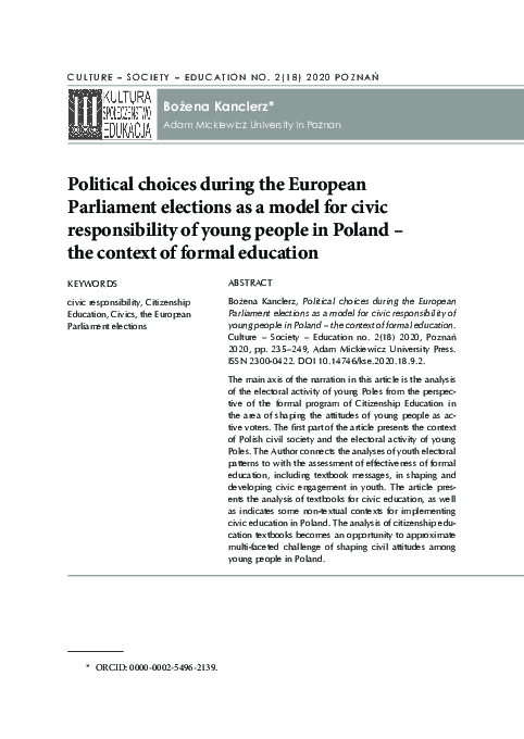 (PDF) Political choices during the European Parliament elections as a ...