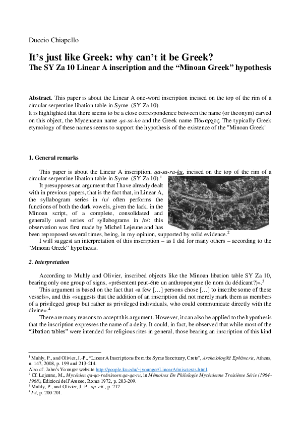 (PDF) It's just like Greek: why can't it be Greek? The SY Za 10 Linear ...