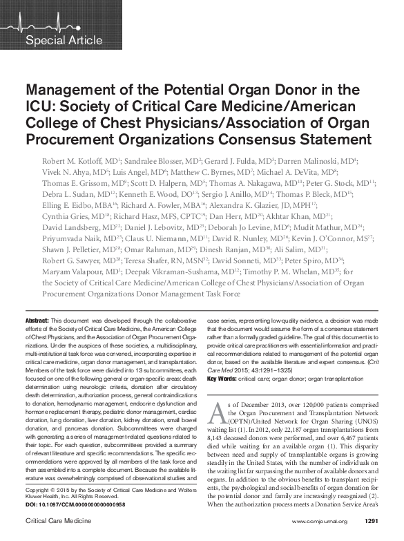 (PDF) Paediatric organ donation in the UK | joe brierley - Academia.edu