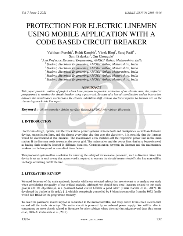 (PDF) Protection for Electric Linemen Using Mobile Application with a ...