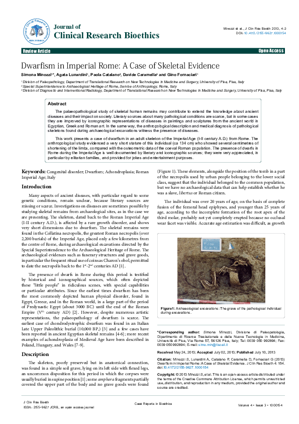 (PDF) Dwarfism in Imperial Rome: A Case of Skeletal Evidence