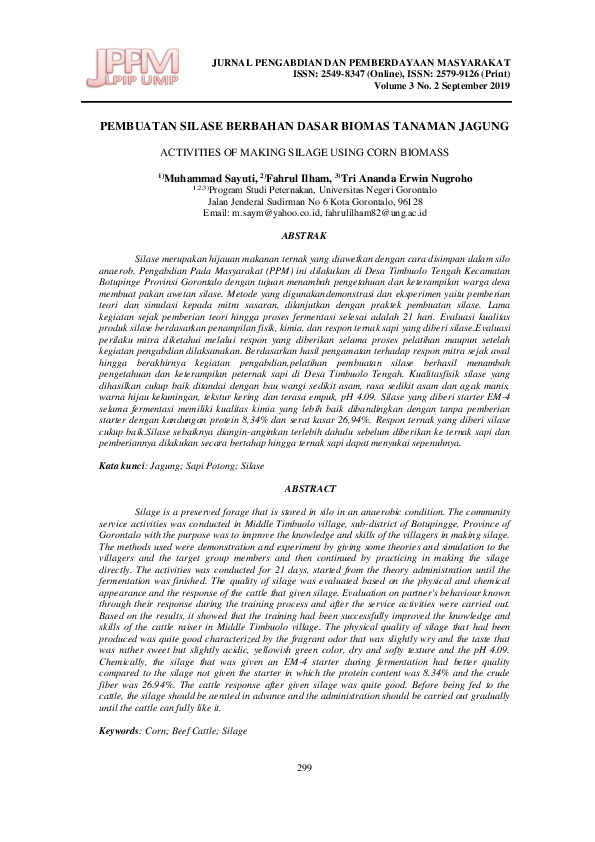 (PDF) Pembuatan Silase Berbahan Dasar Biomas Tanaman Jagung | MUHAMMAD SAYUTI - Academia.edu
