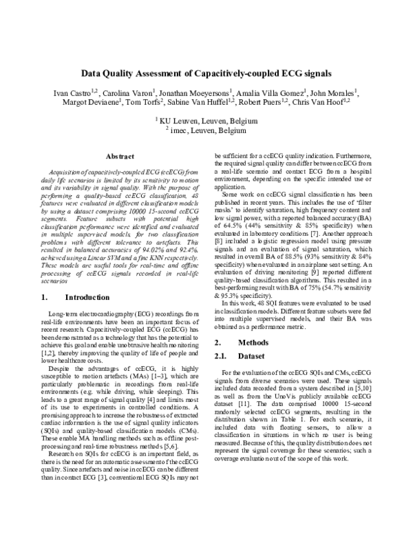 (PDF) Data Quality Assessment of Capacitively-coupled ECG Signals