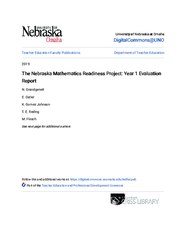 (PDF) The Nebraska Mathematics Readiness Project: Year 1 Evaluation Report