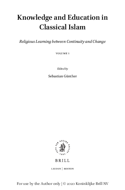 (PDF) Knowledge and Education in Classical Islam Religious Learning ...