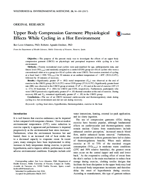 (PDF) Upper Body Compression Garment: Physiological Effects While ...