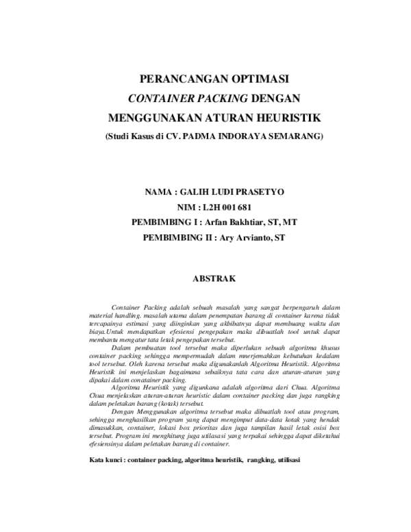 (PDF) PERANCANGAN OPTIMASI CONTAINER PACKING DENGAN MENGGUNAKAN ATURAN ...
